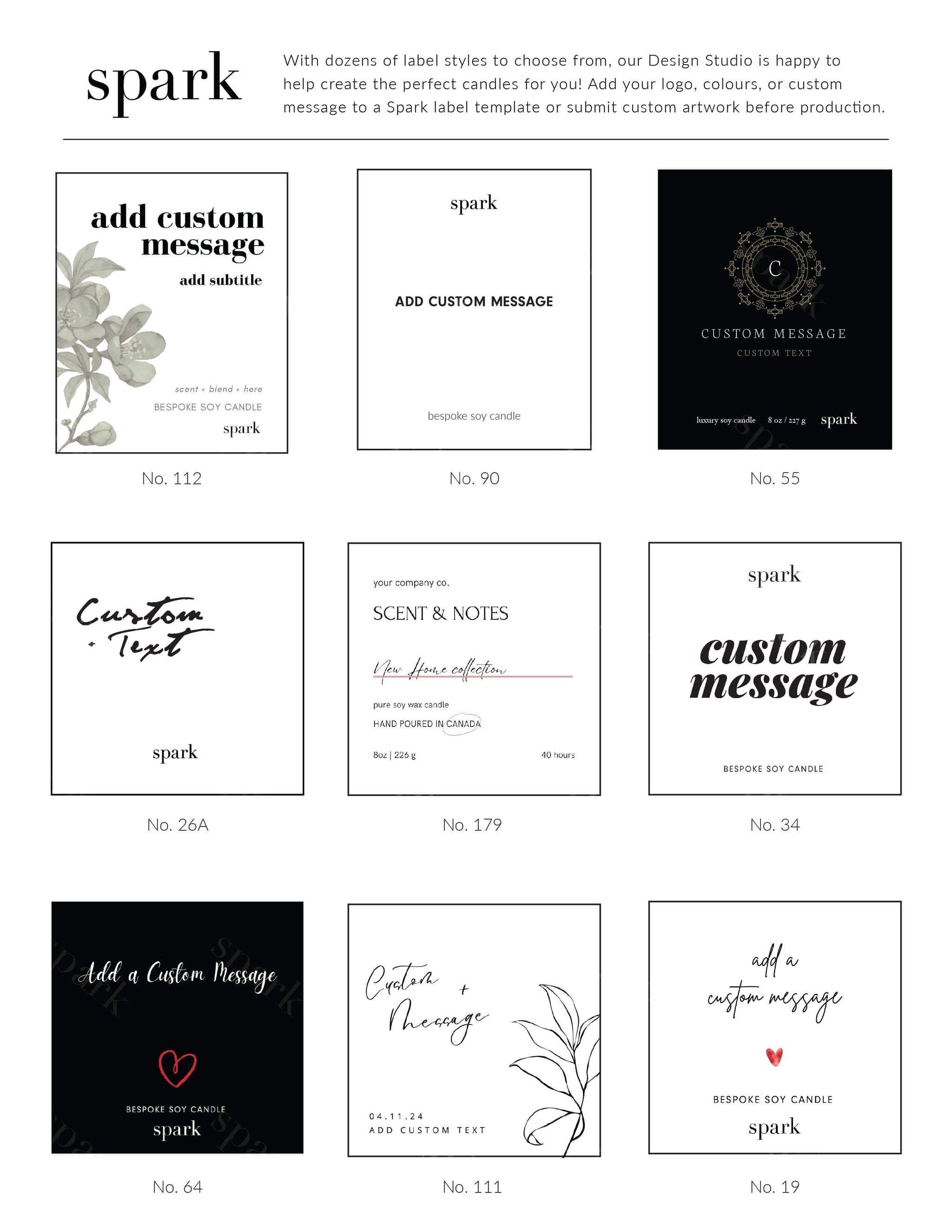 Custom Candle Label Lookbook & Design Services – Spark Candles