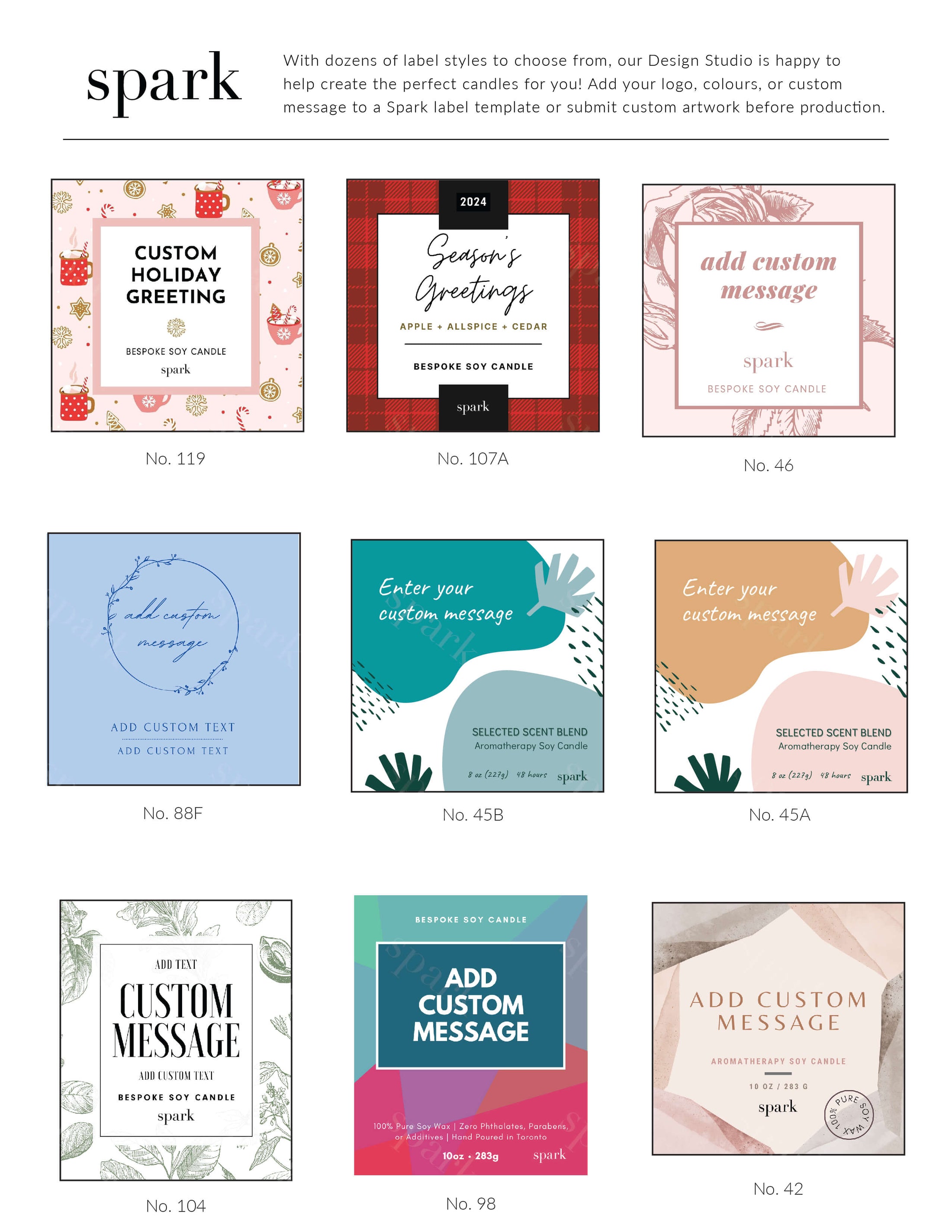 Custom Candle Label Lookbook & Design Services – Spark Candles