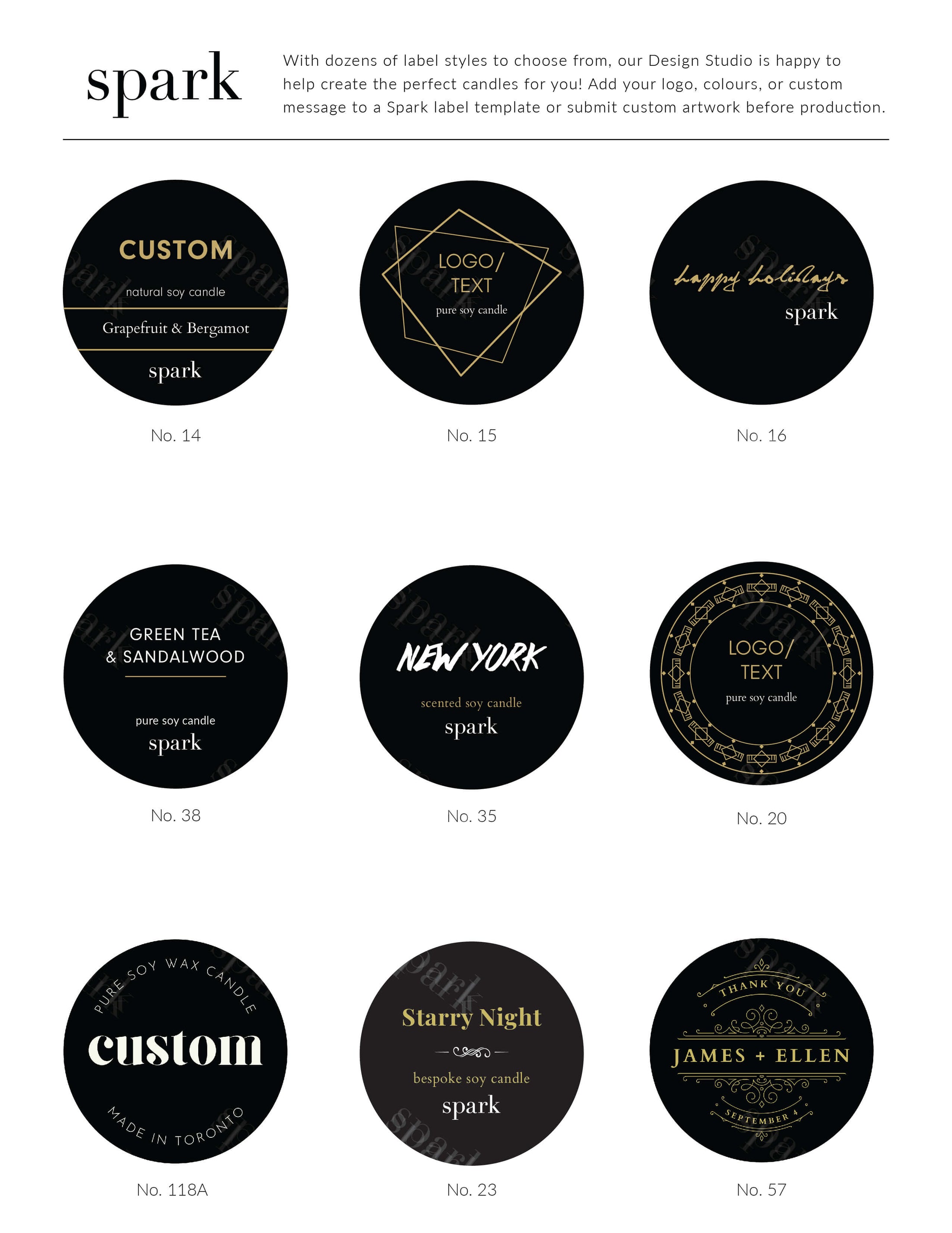 Custom Candle Label Lookbook & Design Services – Spark Candles